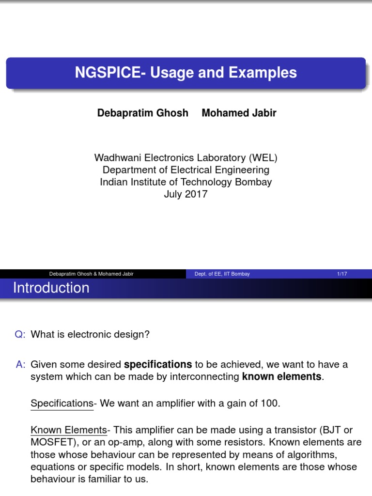 NGspice Basics | PDF | Spice | Electrical Network