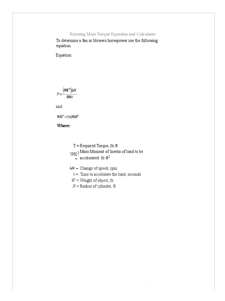 Rotating Mass Torque | PDF