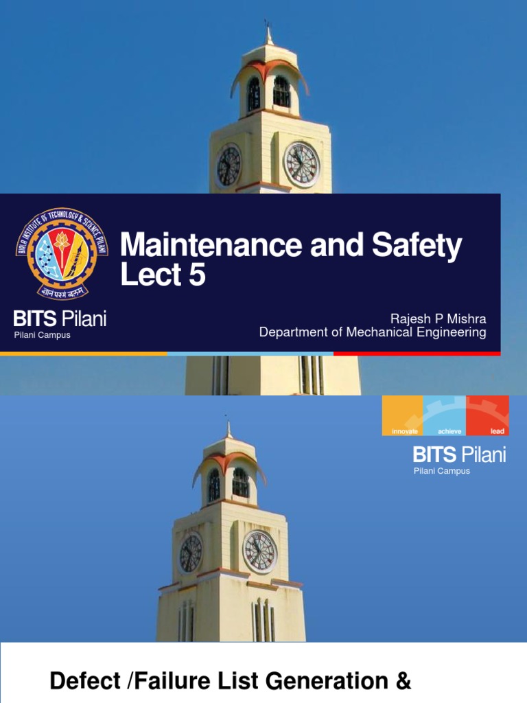 Maintenance and Safety Lect 5: BITS Pilani | PDF | Failure Analysis | Systems Engineering