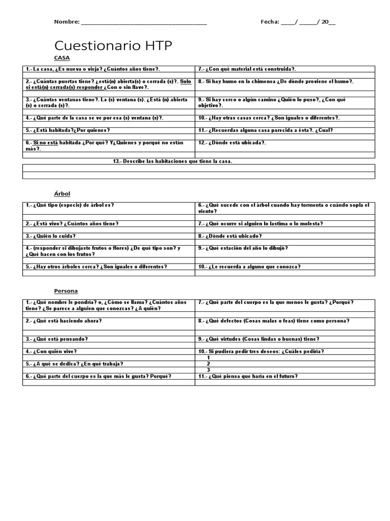Hoja Preguntas HTP | PDF