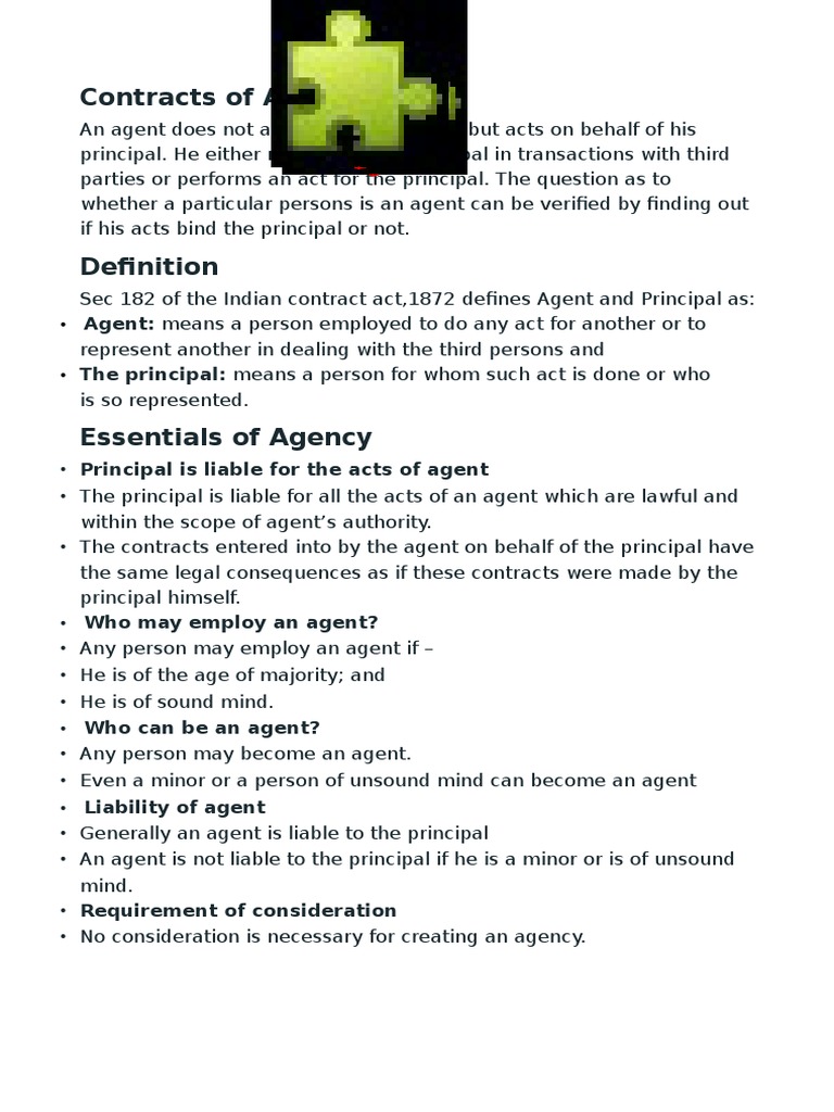 Law of Agency | PDF | Law Of Agency | Legal Concepts