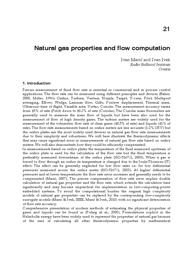 Natural Gas Properties and Flow Computation PDF | PDF | Flow ...