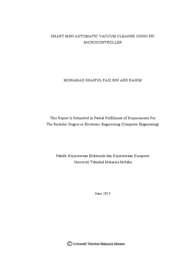 Smart Mini Automatic Vacuum Cleaner Using PIC Microcontroller | PDF ...