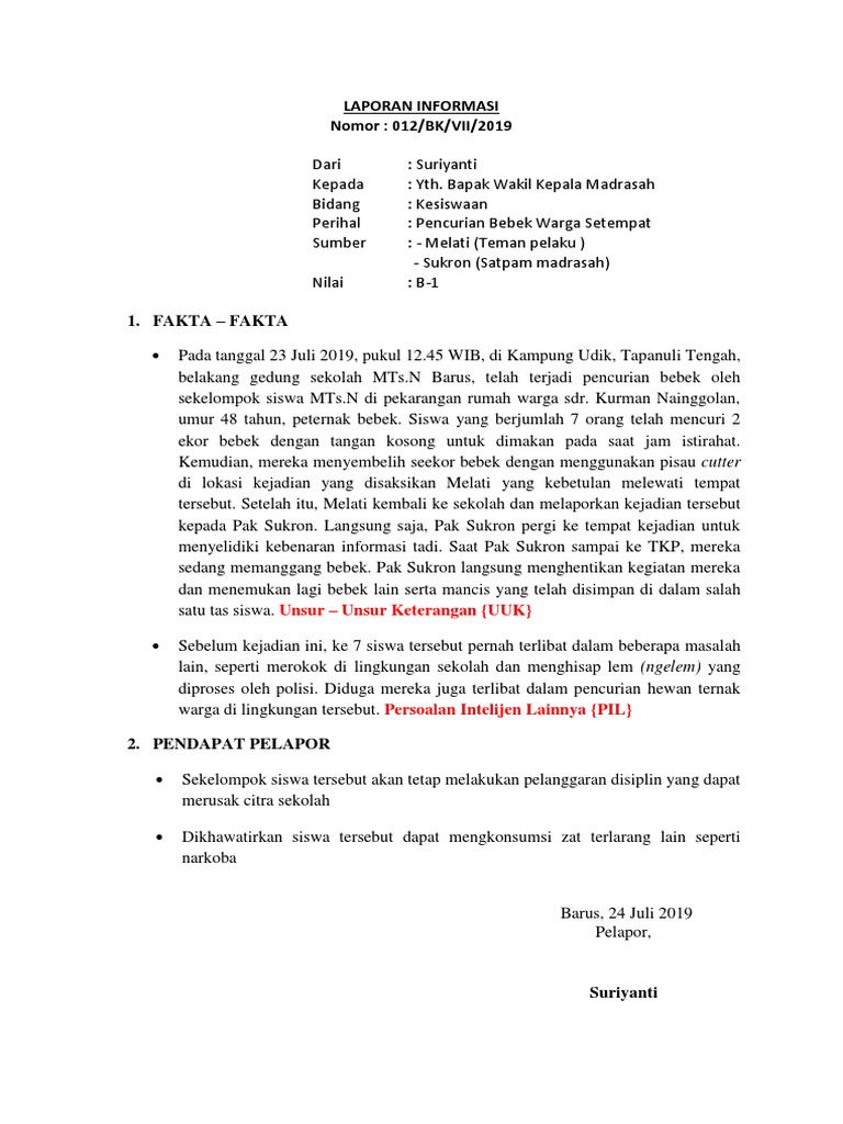 Tugas Laporan Intelijen | PDF