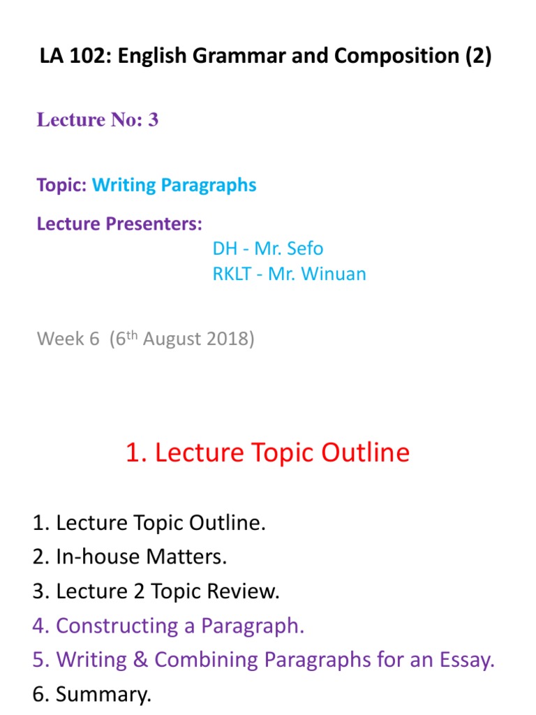 LA 102: English Grammar and Composition (2) : Lecture No: 3 | PDF ...