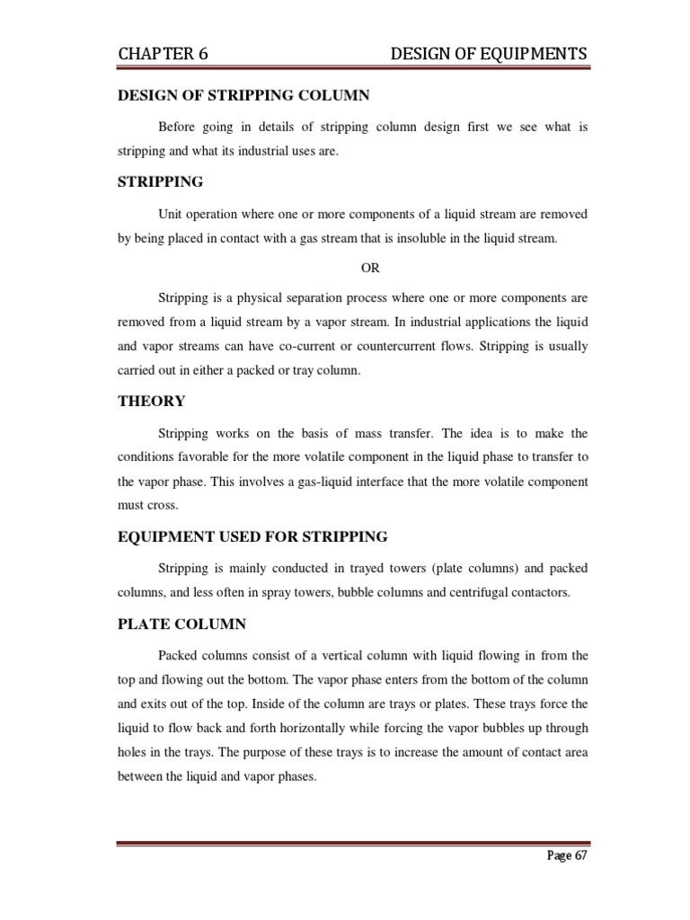Stripping Coloumn PDF | PDF | Distillation | Strength Of Materials