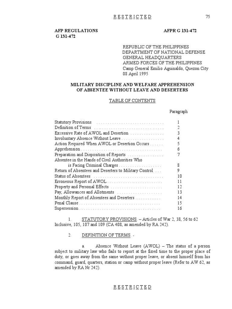 Afpr G 131-472 | PDF | Desertion | Commanding Officer