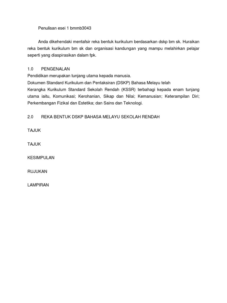 Penulisan Esei 1 bmmb3043 | PDF