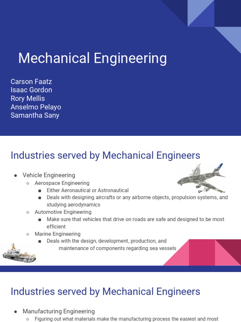 Mechanical Engineering: Carson Faatz Isaac Gordon Rory Mellis Anselmo ...