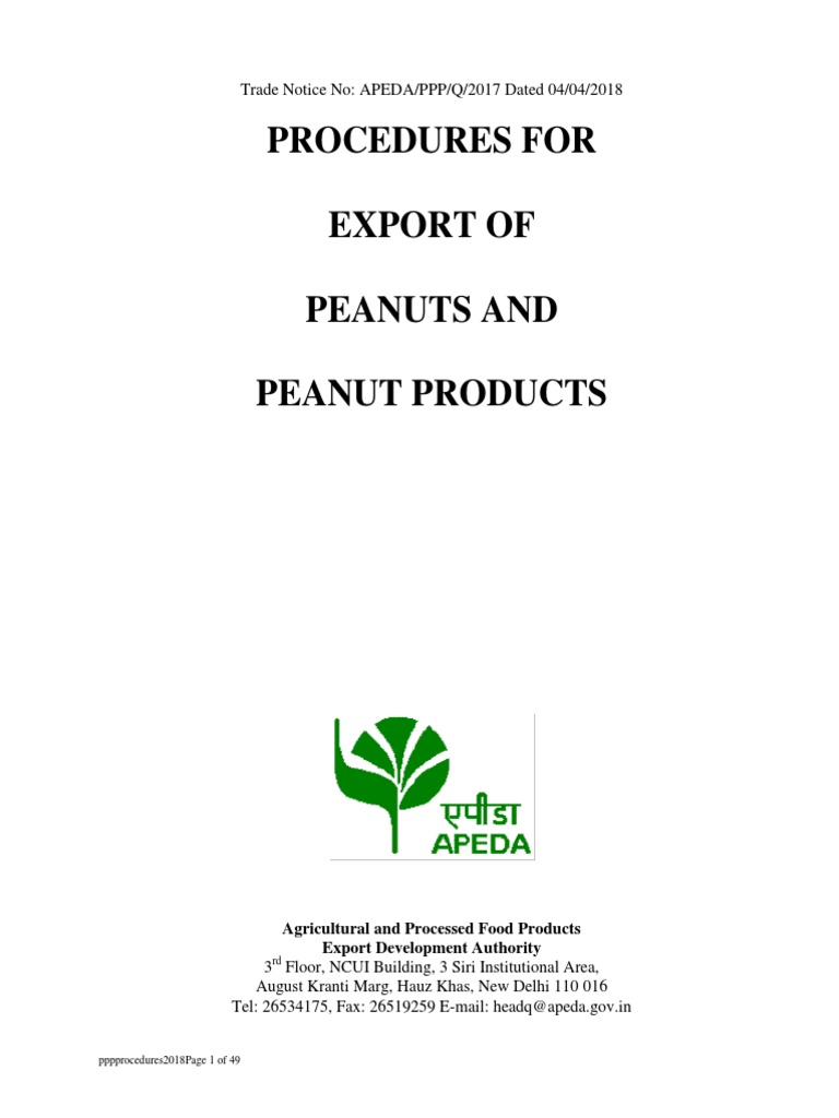 Procedure For Exports of Peanuts and Peanut Products2018 | PDF ...