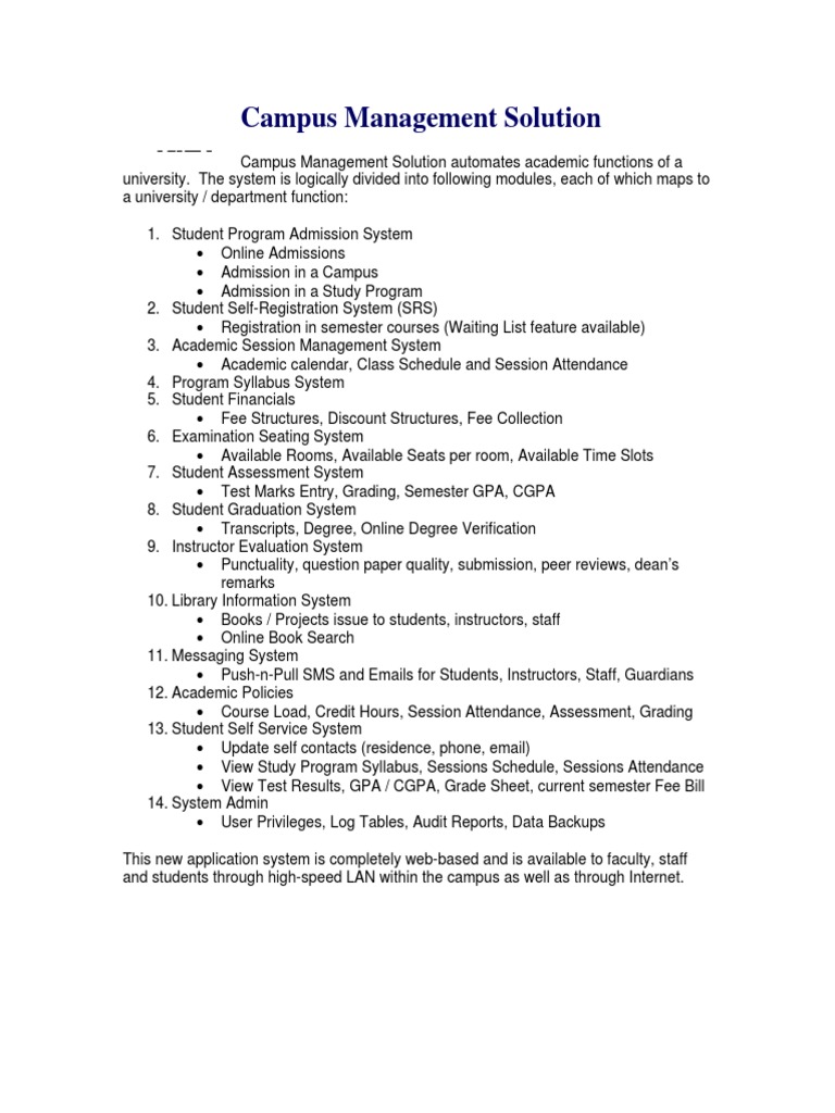 Campus Management Solution | PDF | Career & Growth | Business