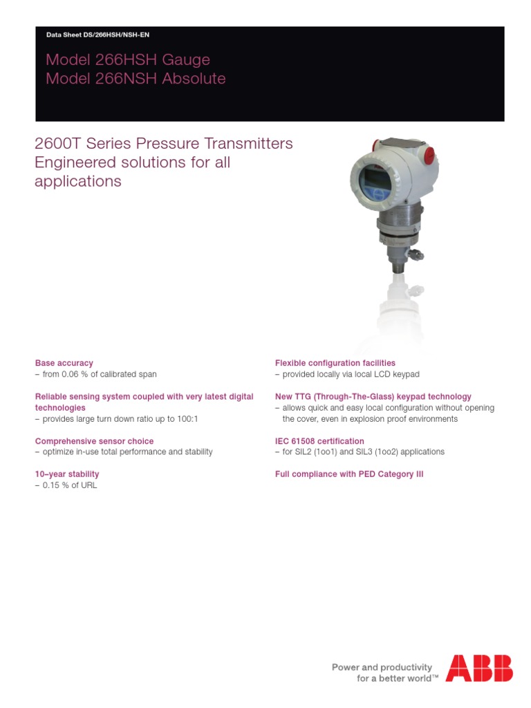 266HSH Datasheet Model 266HSH Gauge PDF | PDF | Power Supply | Calibration