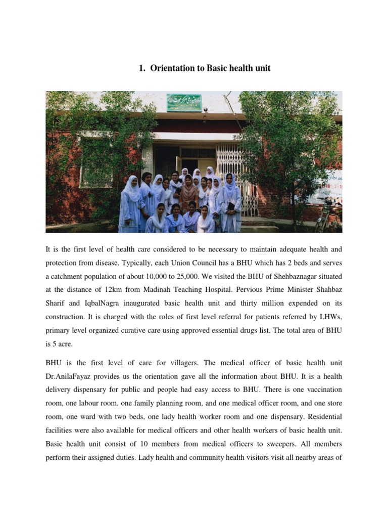 Orientation To Basic Health Unit | PDF | Health Care | Hospital