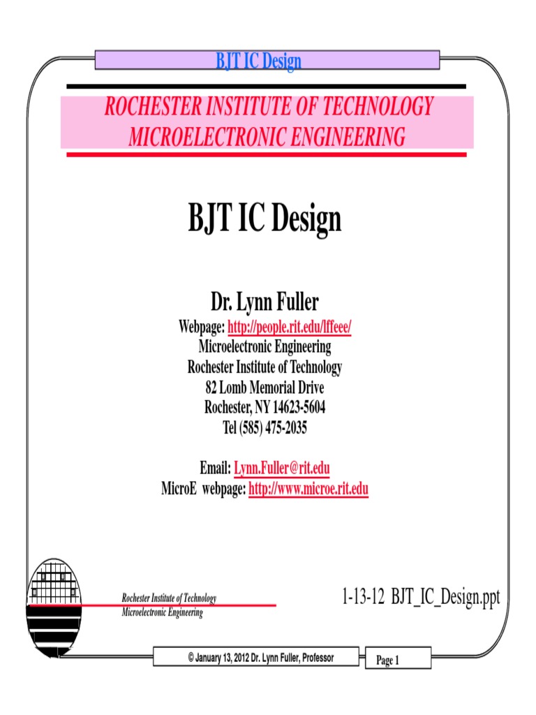 BJT IC Design: Rochester Institute of Technology Microelectronic ...