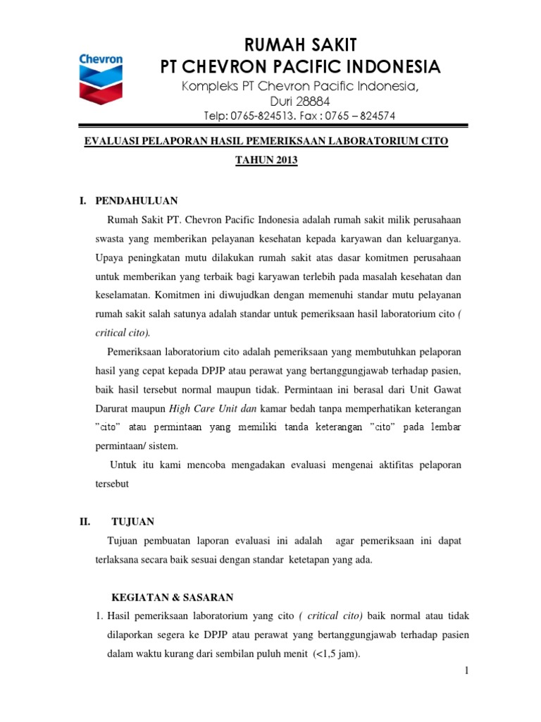 Evaluasi Hasil Pemeriksaan Cito | PDF