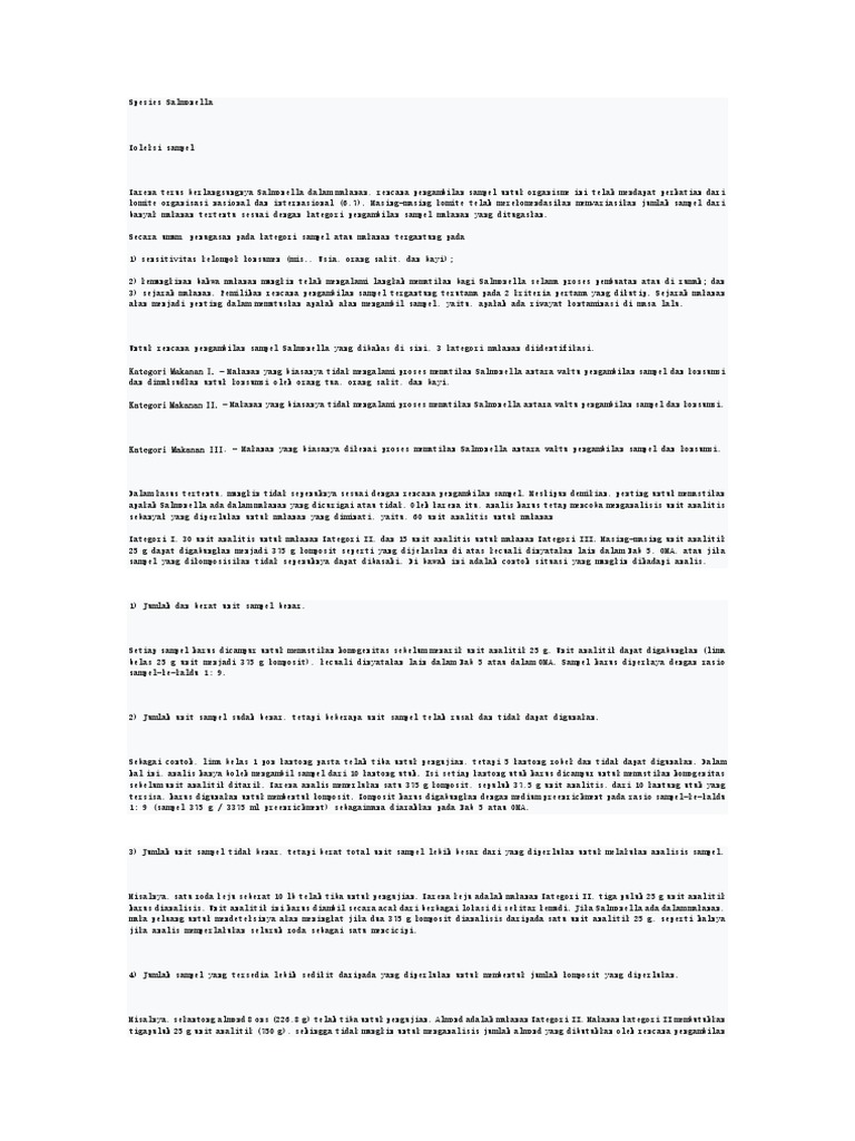 Metode Uji Salmonella BAM FDA | PDF