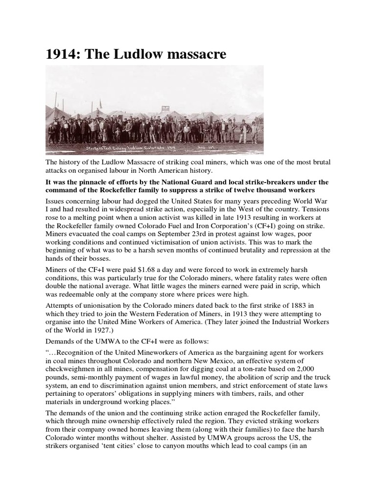1914 Ludlow Massacre | PDF | Labor Relations | Labor