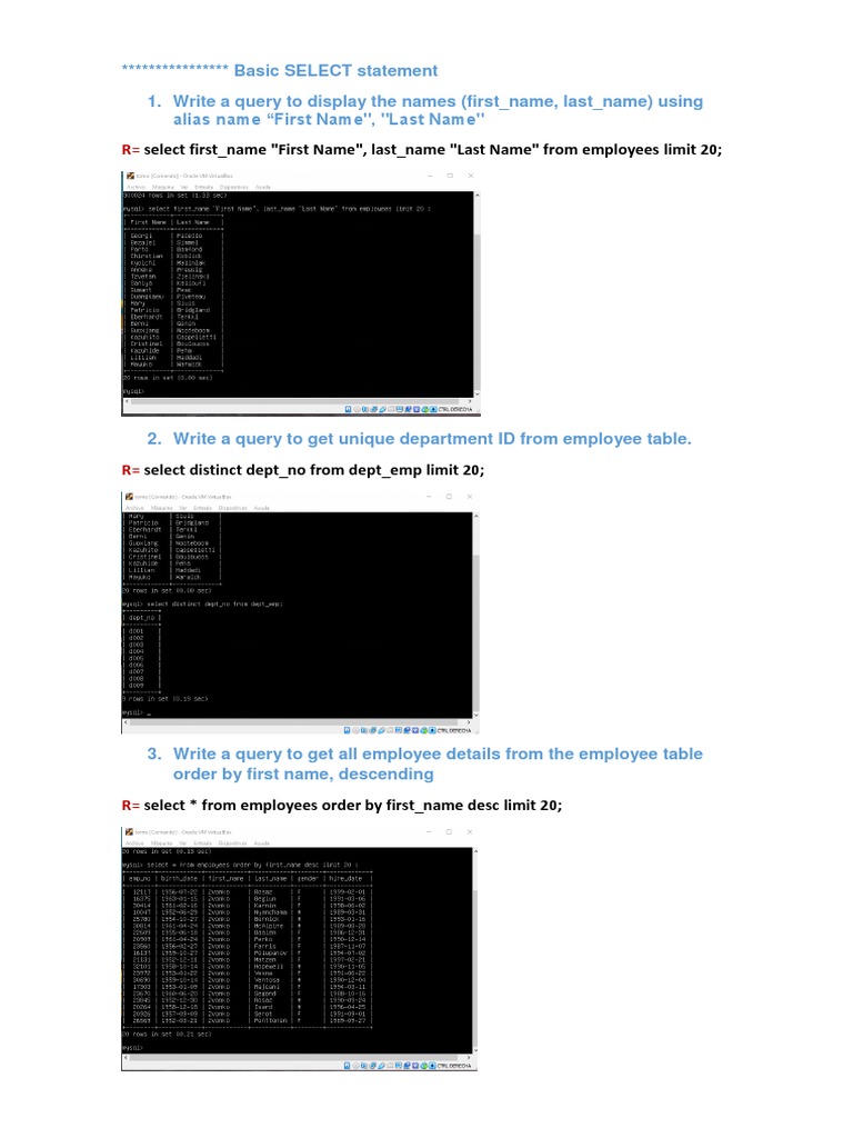 Select First - Name "First Name", Last - Name "Last Name" From ...