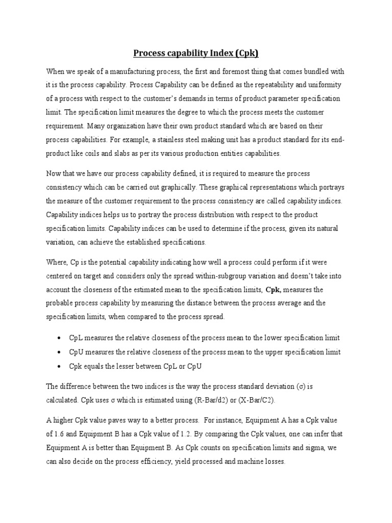 Understanding Process Capability (Cpk) | PDF | Standard Deviation ...