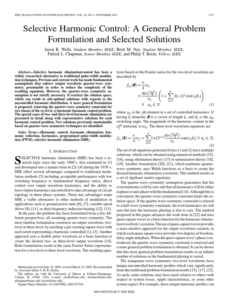 Selective Harmonic Control A General Problem Formulation and Selected ...