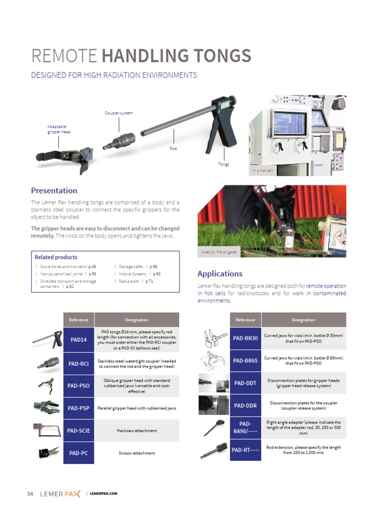 Lemer Pax Remote Handling Tongs | PDF | Equipment | Manufactured Goods
