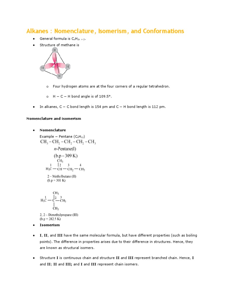 Alkanes: Nomenclature, Isomerism, and Conformations | PDF | Alkene | Aromaticity