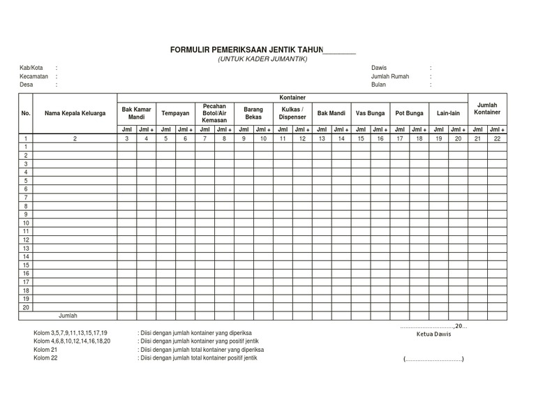 Form Rekap Jentik | PDF