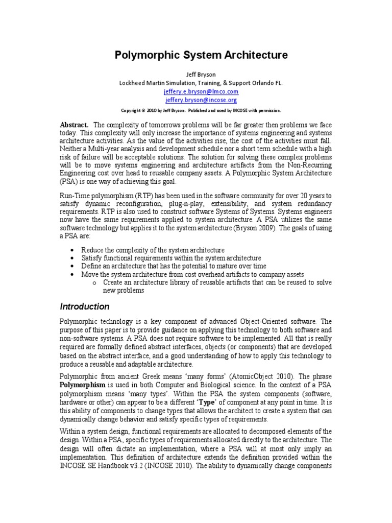 Polymorphic System Architecture | PDF | Class (Computer Programming ...