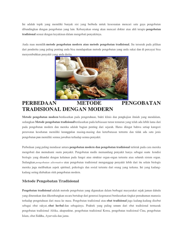 Perbedaan Pengobatan Tradisional Dan Modern | PDF | Pengembangan Diri