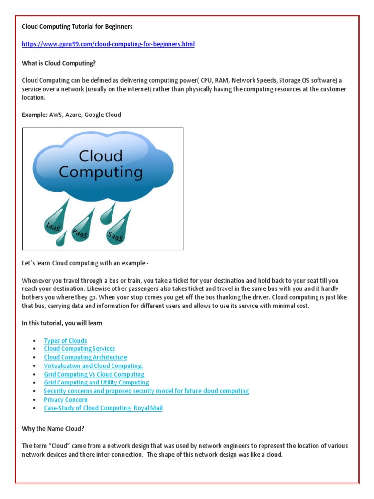 Cloud Computing Tutorial For Beginners | PDF | Platform As A Service ...