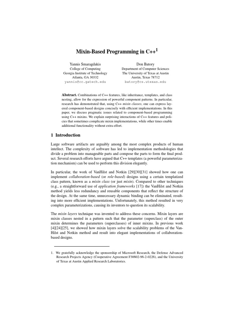 Mixin Based Programming In C Pdf Class Computer Programming Inheritance Object 