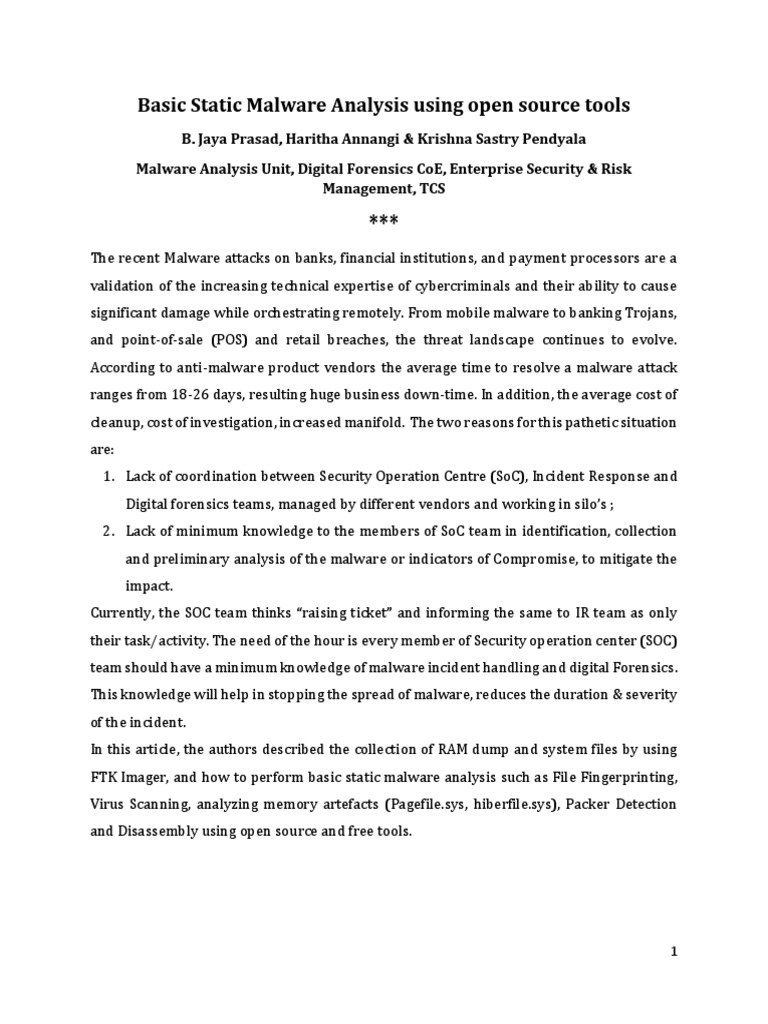 Static Malware Analysis Techniques | PDF | Windows Registry | Malware