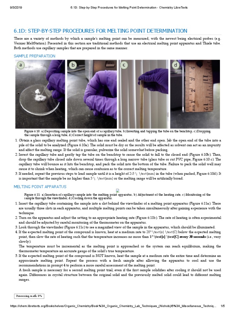 6.1D - Step-By-Step Procedures For Melting Point Determination ...