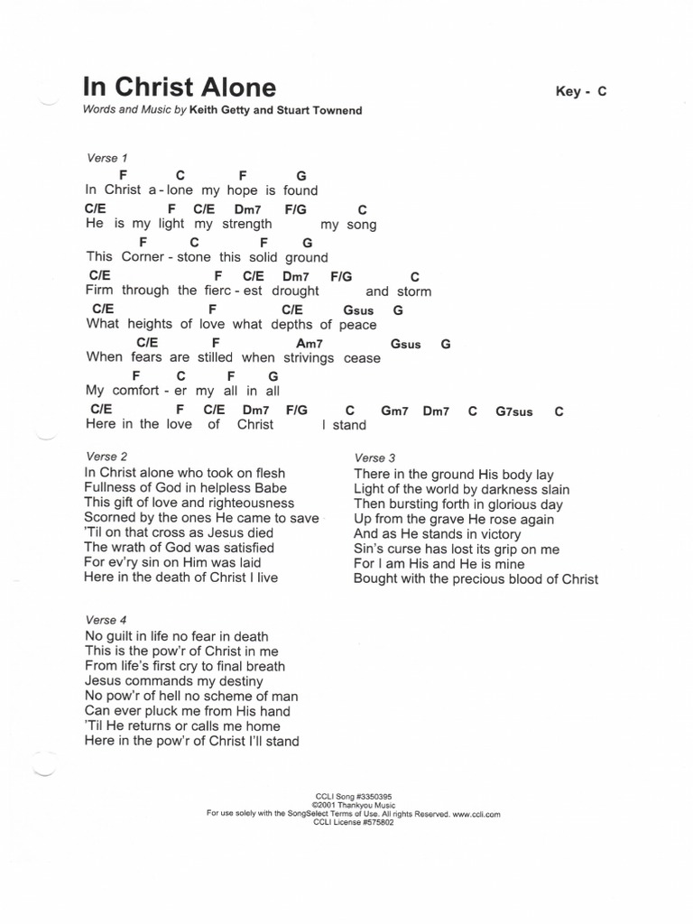 In Christ Alone Chords