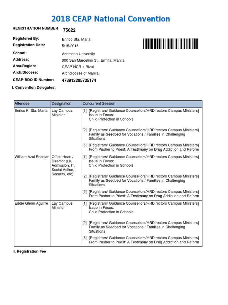 CEAP National Convention Registration - Form2018 PDF | PDF | Business