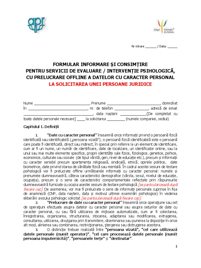Formular Consimtamant Informat | PDF