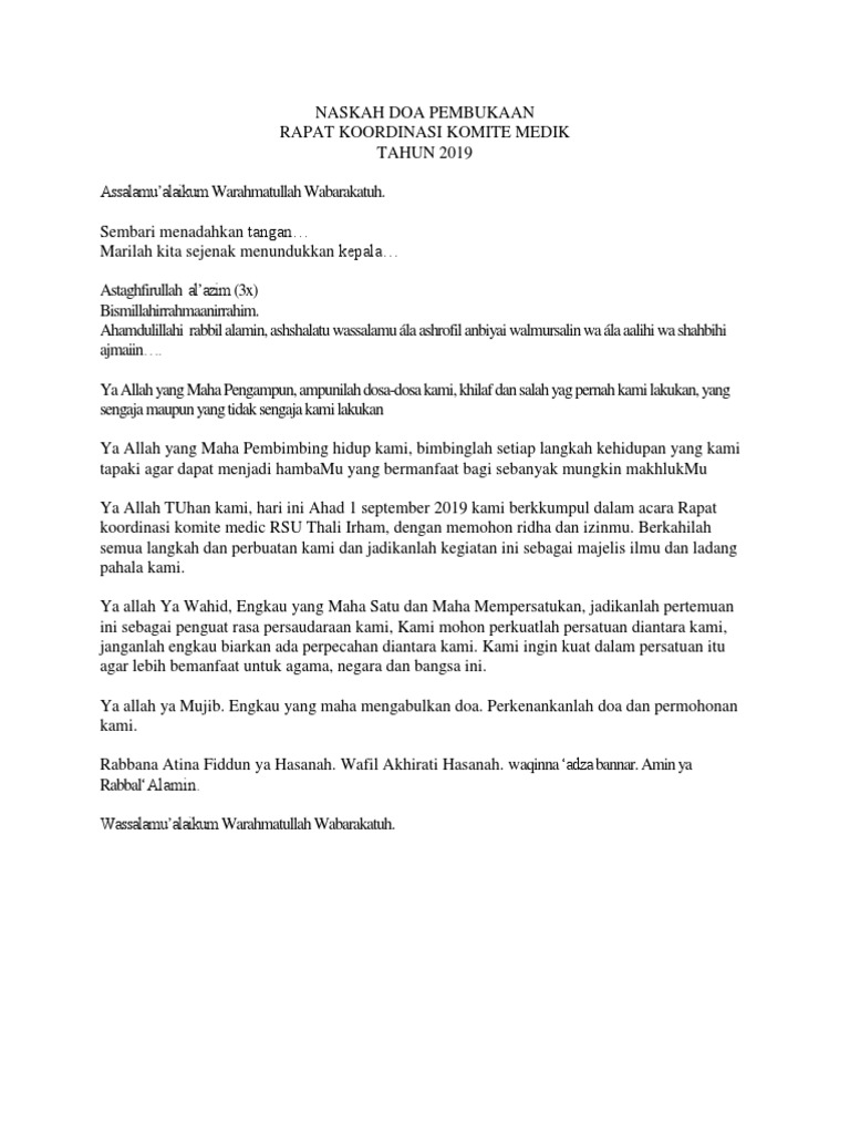 Naskah Doa Pembukaan | PDF | Agama & Spiritualitas