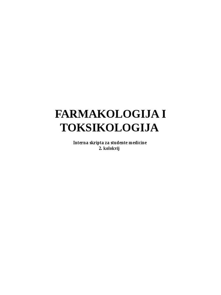 Skripta Iz Farmakologije 2. Kolokvij | PDF