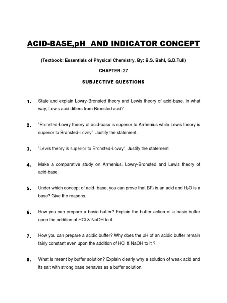 Acid Base | PDF | Ph | Buffer Solution