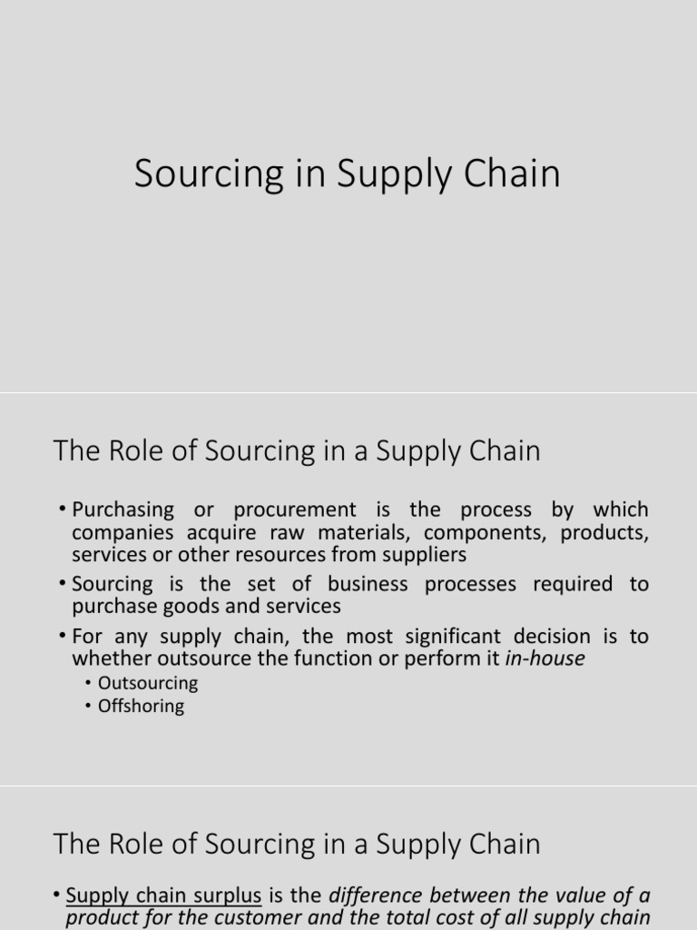 Supply Chain Sourcing | PDF | Procurement | Supply Chain