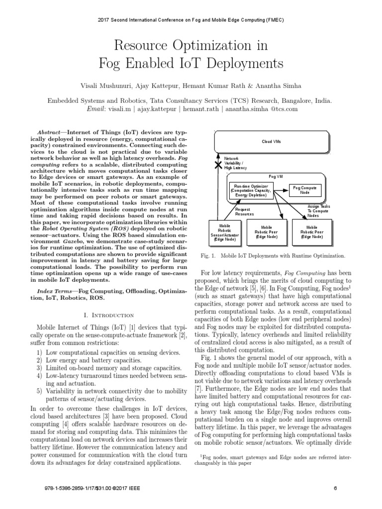 Fardapaper Resource Optimization In Fog Enabled Iot Deployments Pdf Internet Of Things