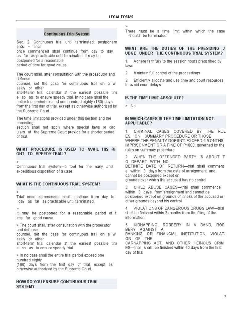 Continuous Trial System, Judicial Affidavit, Small Claims | PDF ...
