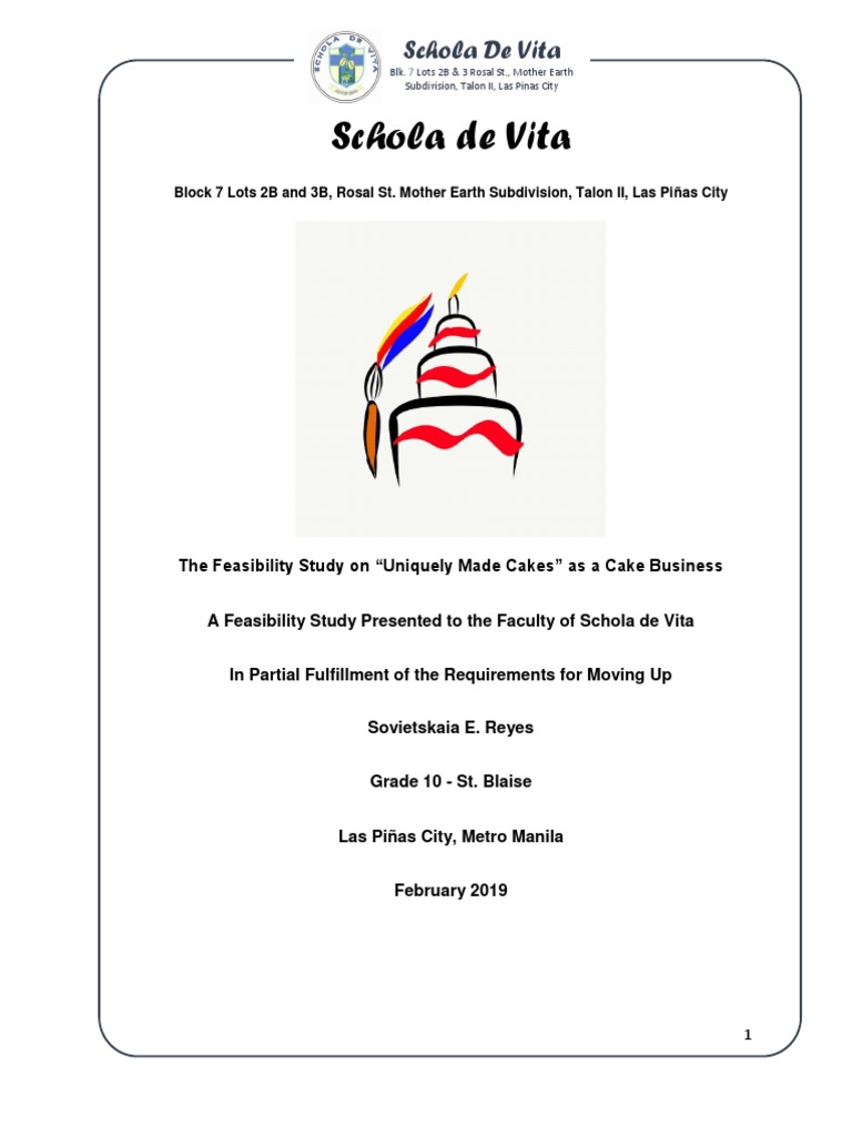 Uniquely Made Cakes Feasibility Study | PDF | Bakery | Expense