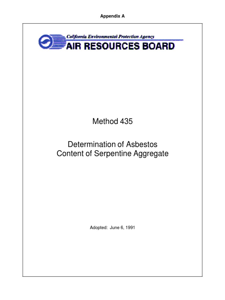 Method 435: Appendix A | PDF | Polarization (Waves) | Asbestos