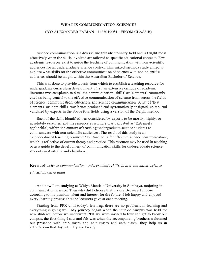 What Is Communication Science | PDF | Undergraduate Education | Curriculum