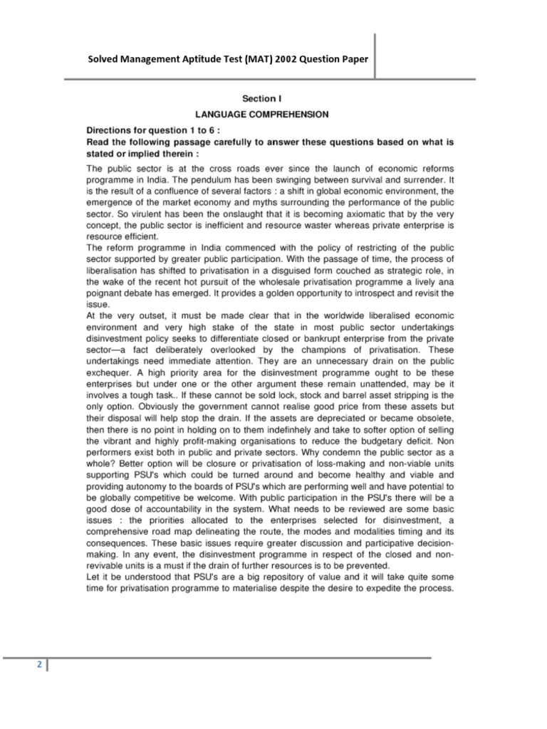 MAT 2002 Solved Question Paper | PDF | Methodology | Quality