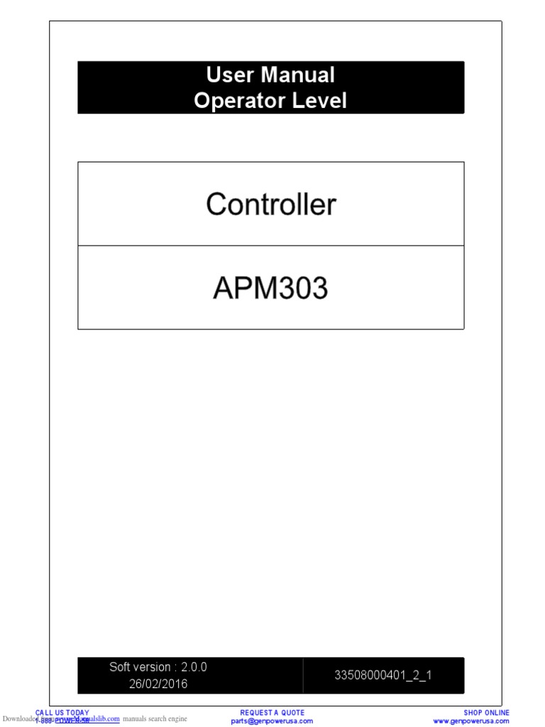 Controller APM303: User Manual Operator Level | PDF | Switch | Mains ...