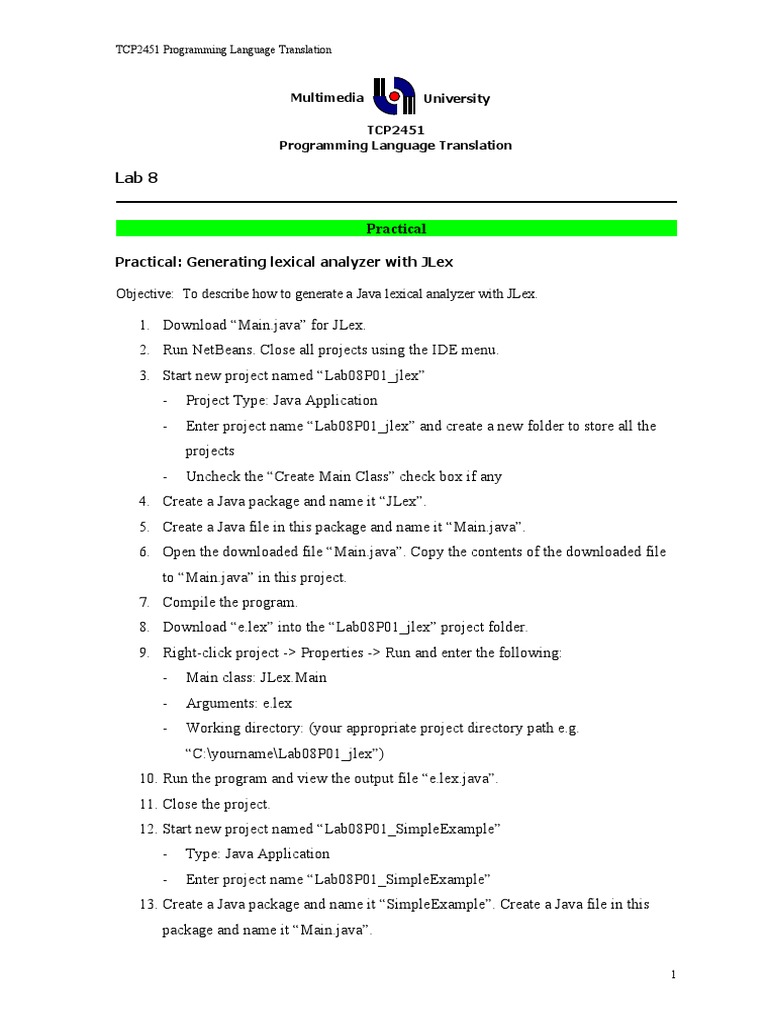 Practical: Generating Lexical Analyzer With Jlex | PDF | Java (Programming Language) | Computer ...