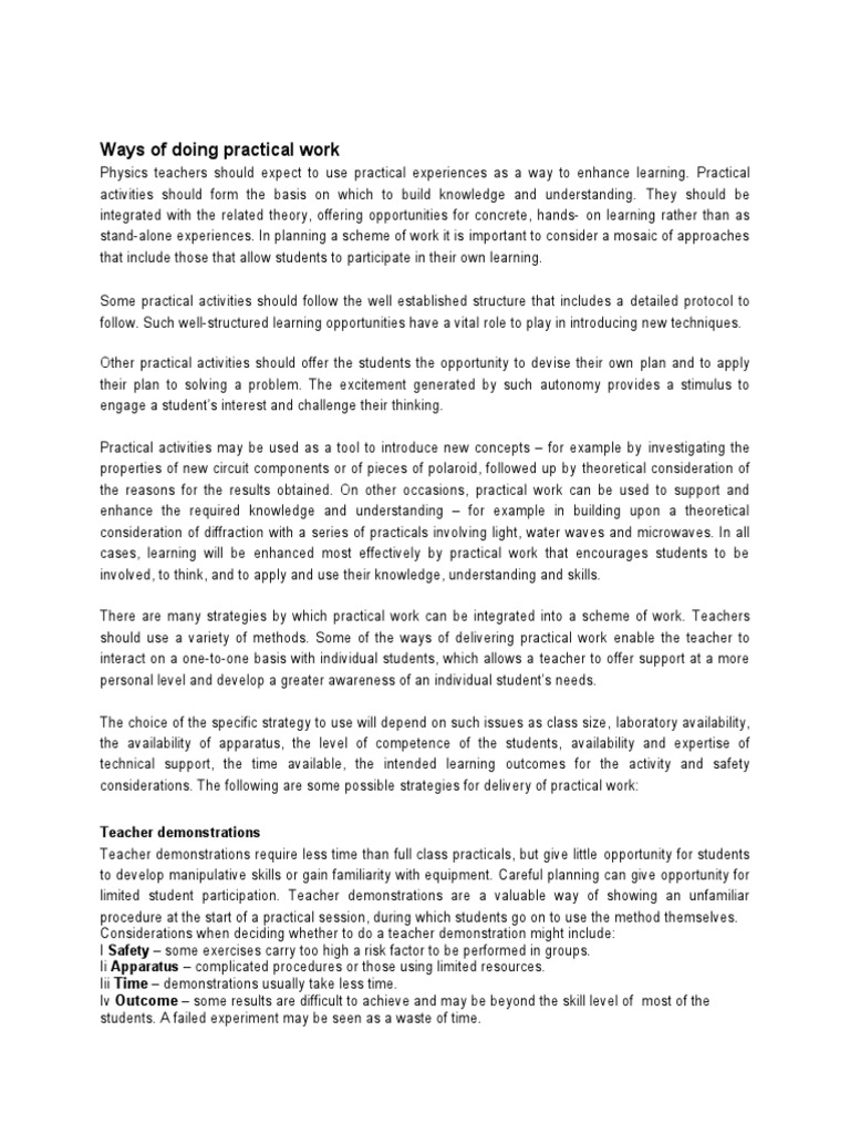 Ways of Doing Practical Work | PDF | Capacitor | Voltage