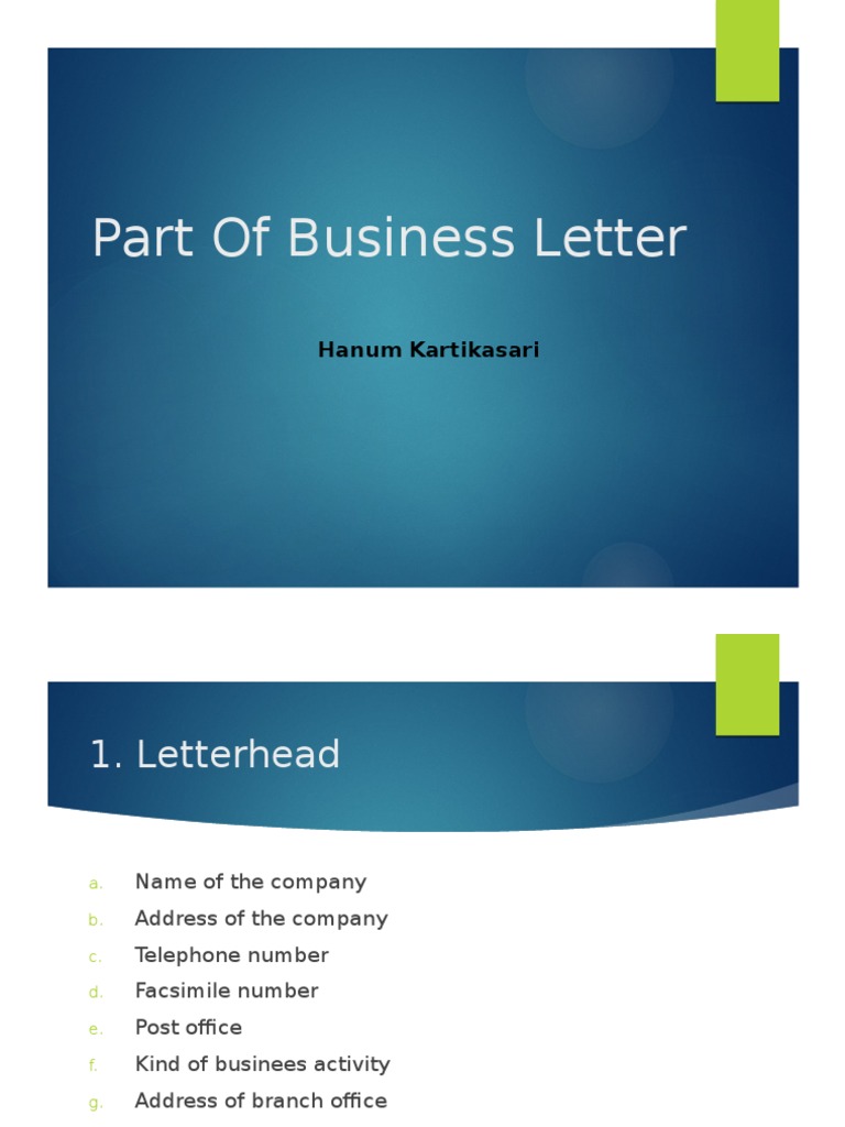 Part of Business Letter | PDF